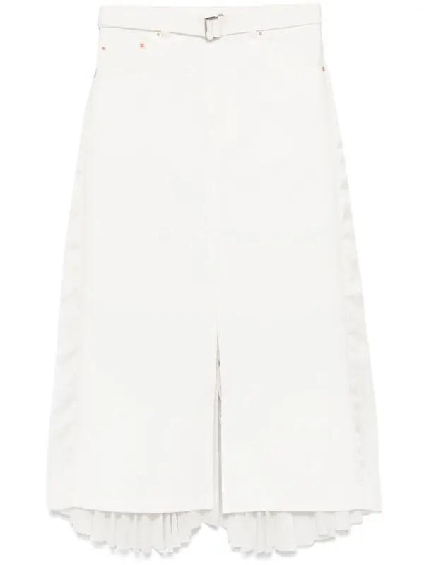 Sacai Midi Skirt With Detachable Belt - White