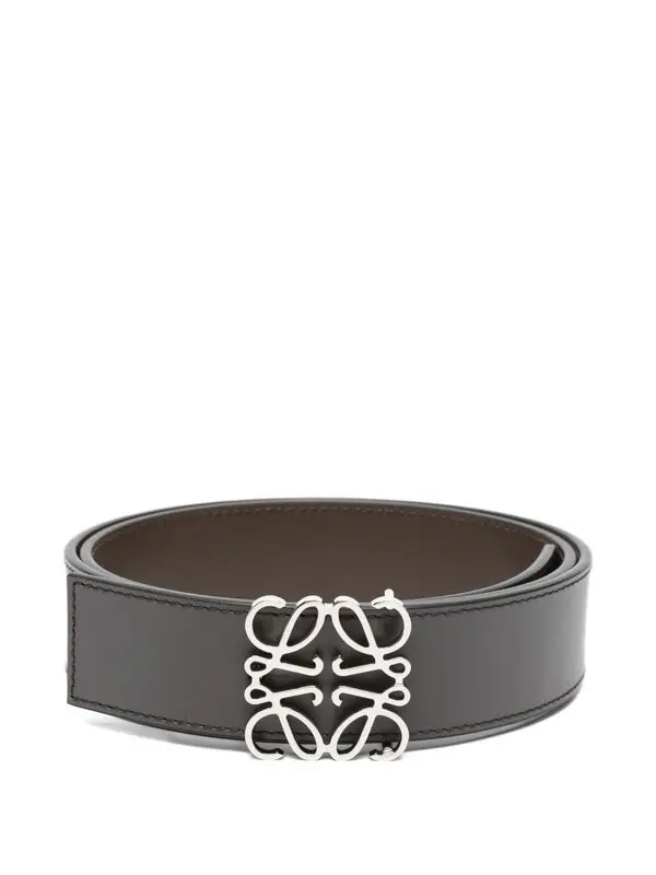 Loewe Anagram Leather Reversible Belt - Grey