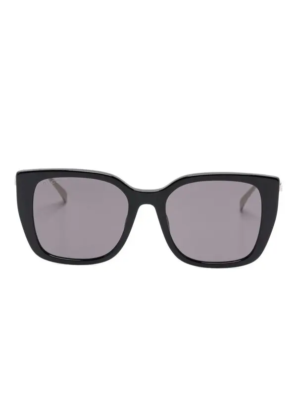 Gucci Rectangle Sunglasses With Crystal Embellished Arms - Black