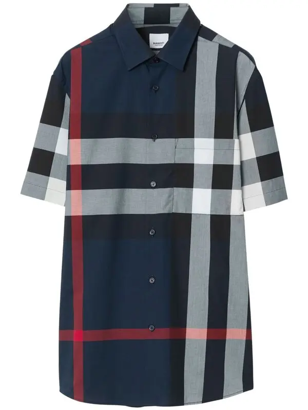 Burberry Check Cotton Shirt - Blue