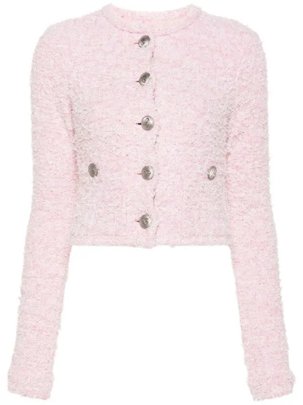 Balenciaga Bouclé Cropped Jacket - Pink