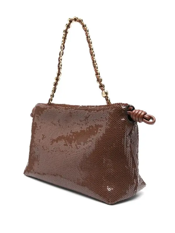 Loewe Flamenco Medium Sequined Clutch - Brown