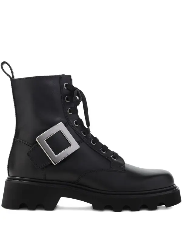 ROGER VIVIER Viv Rangers Leather Boots - Black
