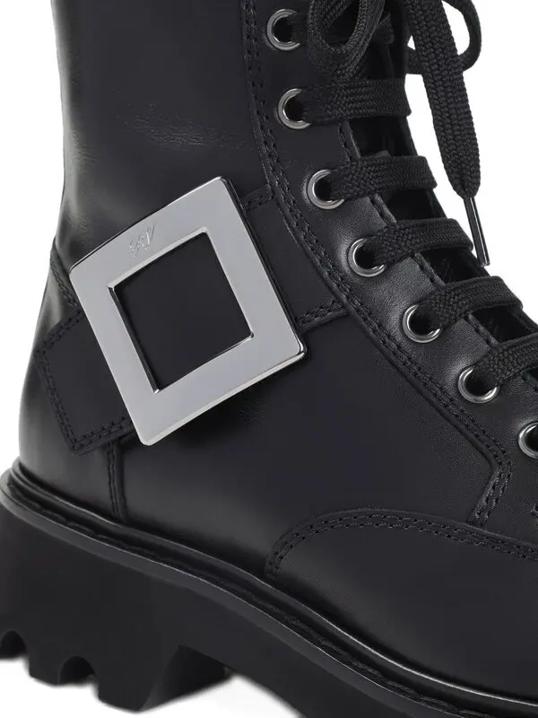ROGER VIVIER Viv Rangers Leather Boots - Black