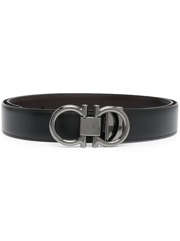 FERRAGAMO Gancini Leather Belt - Black