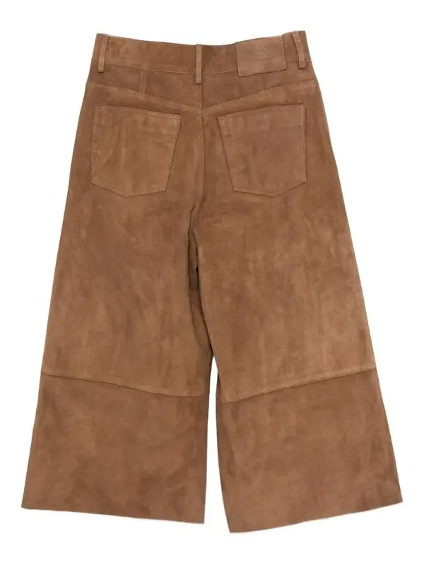 AMI Paris Suede Leather Trousers - Brown