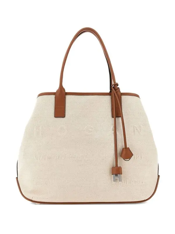 Hogan Script Medium Canvas Tote - White