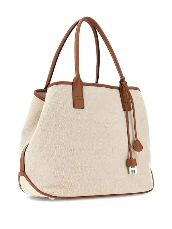Hogan Script Medium Canvas Tote - White