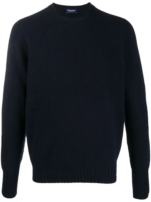 DRUMOHR Round Neck Long Sleeve Sweater - Blue