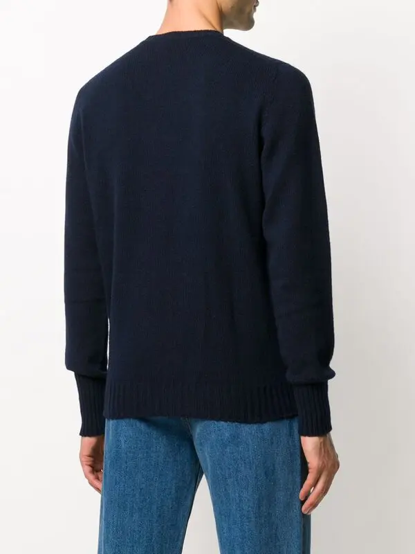 DRUMOHR Round Neck Long Sleeve Sweater - Blue