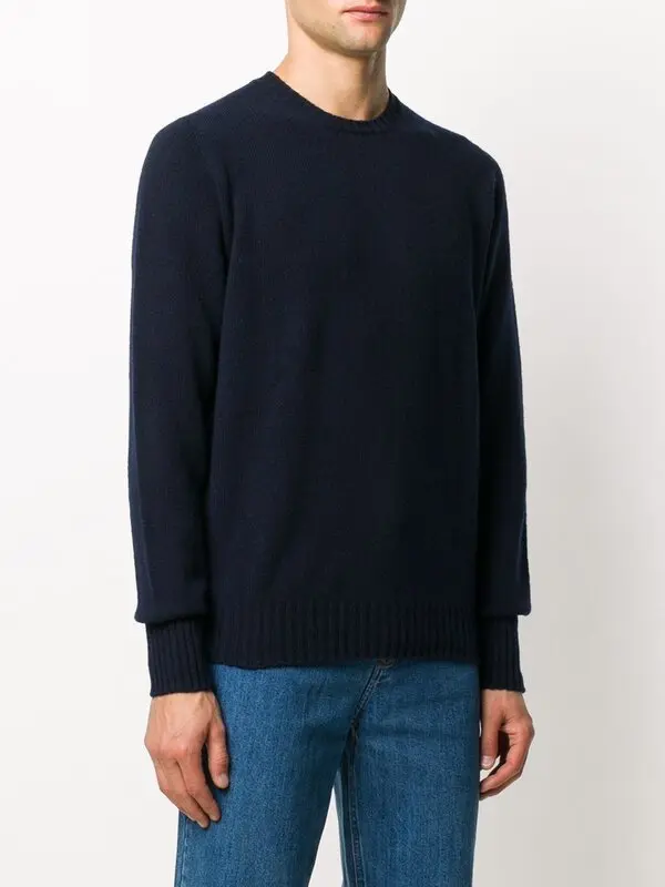 DRUMOHR Round Neck Long Sleeve Sweater - Blue