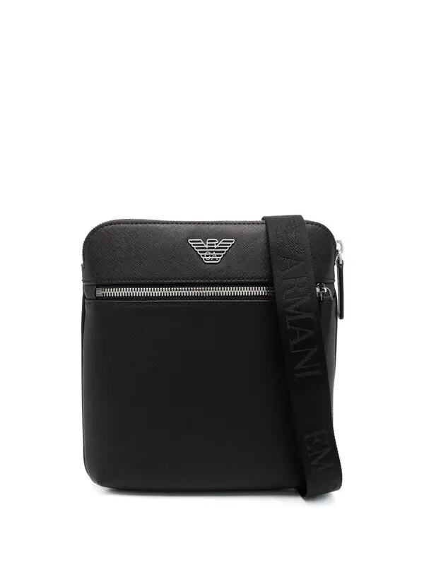 Emporio Armani Faux Leather Crossbody Bag - Black