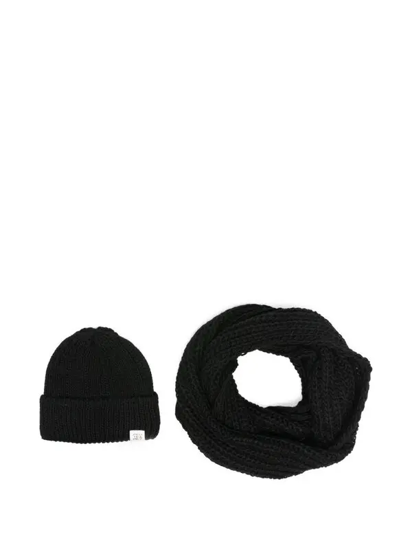 Peuterey Wool Beanie And Scarf Set - Black