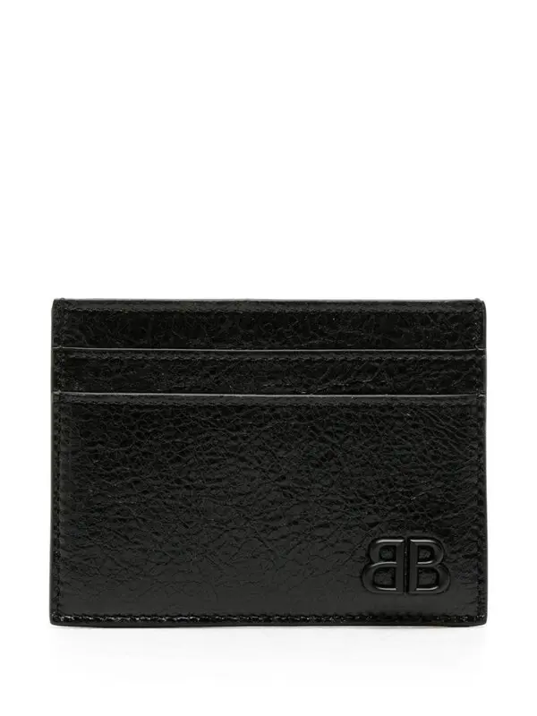 Balenciaga Card Holder With Logo - Black