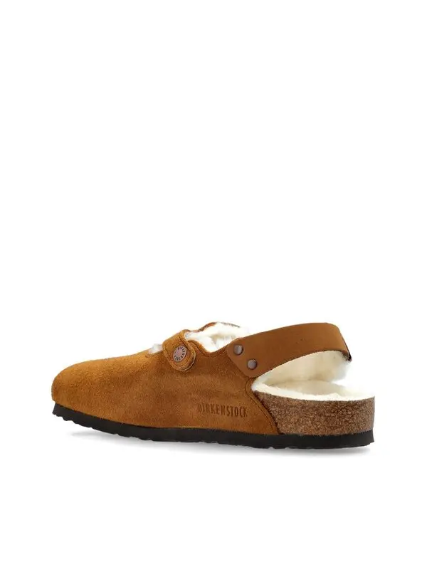BIRKENSTOCK Tokio Shearling Suede Slippers - Brown
