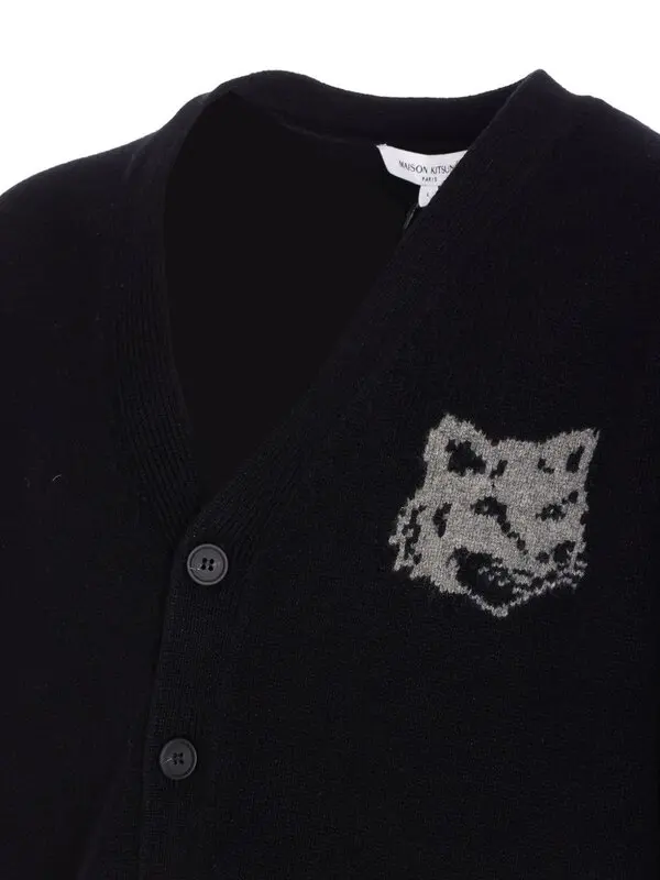 Maison Kitsuné Wool V-neck Cardigan - Black