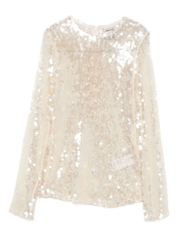 SEMICOUTURE Sequined Top - White