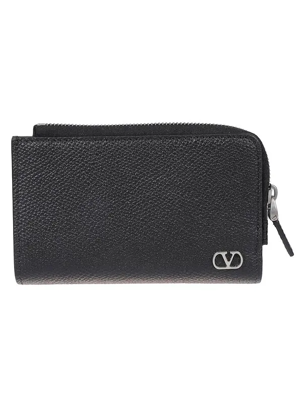 Valentino Garavani Leather Wallet With Logo - Black
