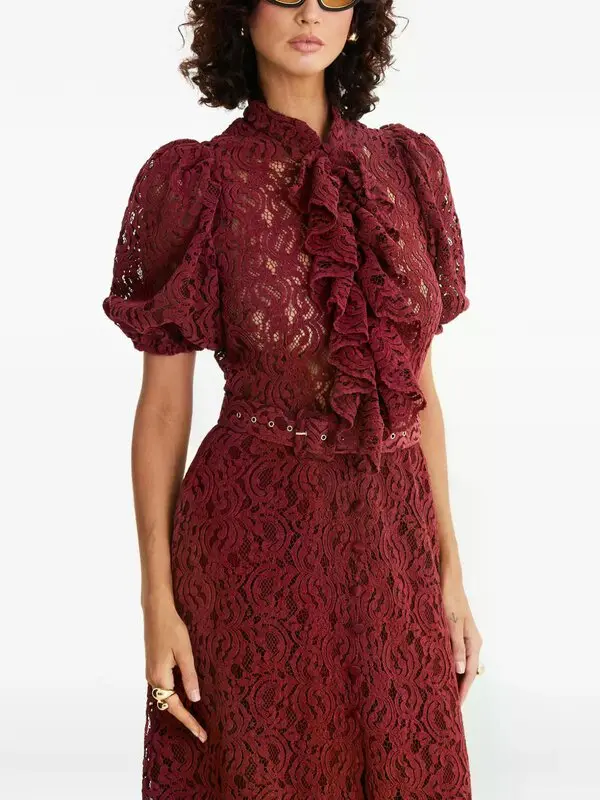 MOOS STUDIO Ruffled Lace Maxi Dress