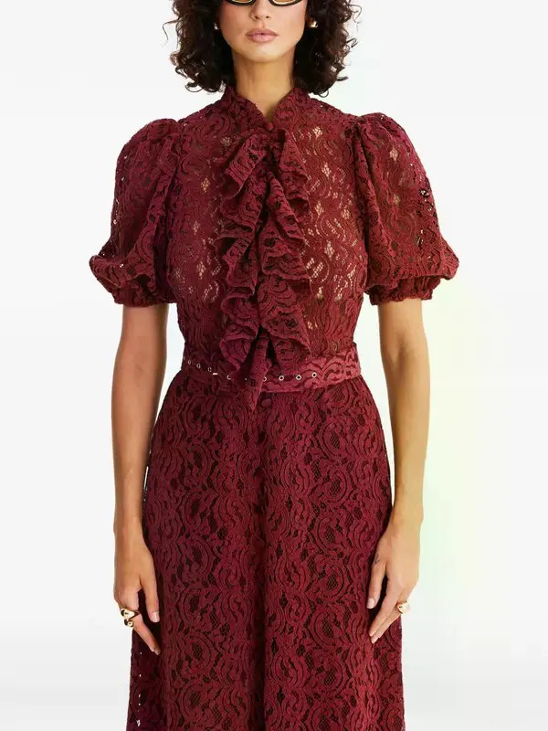 MOOS STUDIO Ruffled Lace Maxi Dress