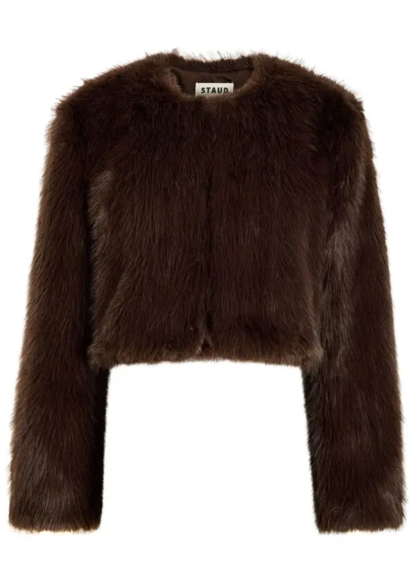 Staud Casimira Faux Fur Jacket - Brown