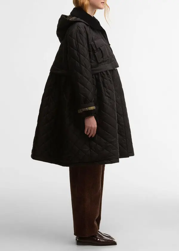 BARBOUR X GANNI Quilted Peplum Shell Coat