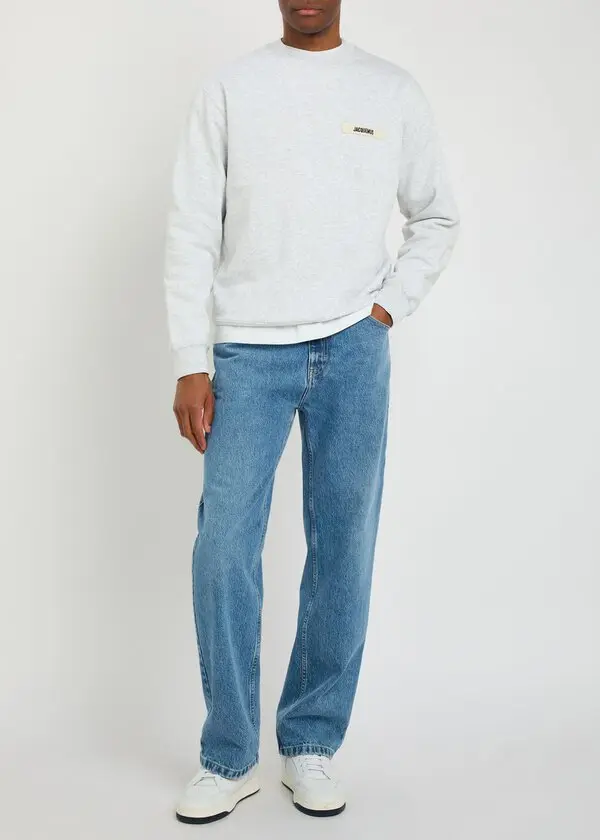 Jacquemus Le Sweatshirt Grosgrain Cotton Sweatshirt - Grey
