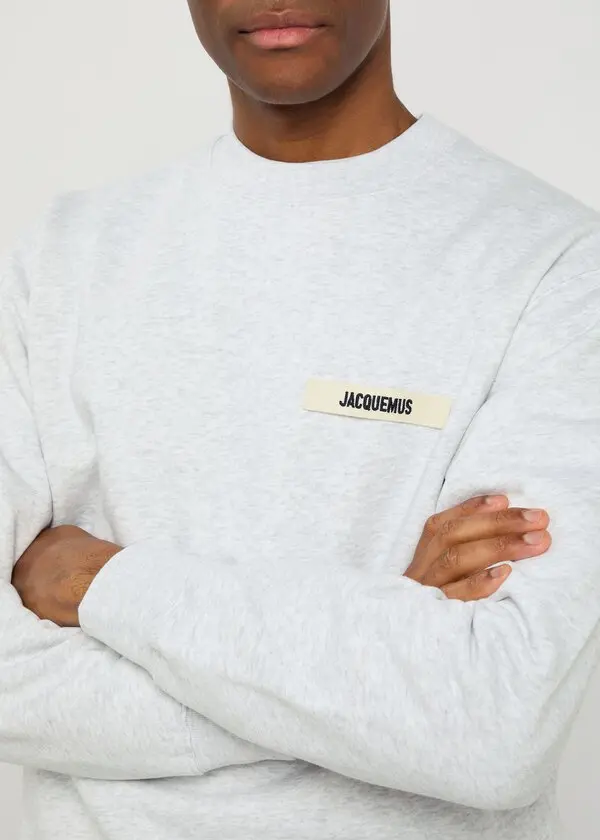 Jacquemus Le Sweatshirt Grosgrain Cotton Sweatshirt - Grey