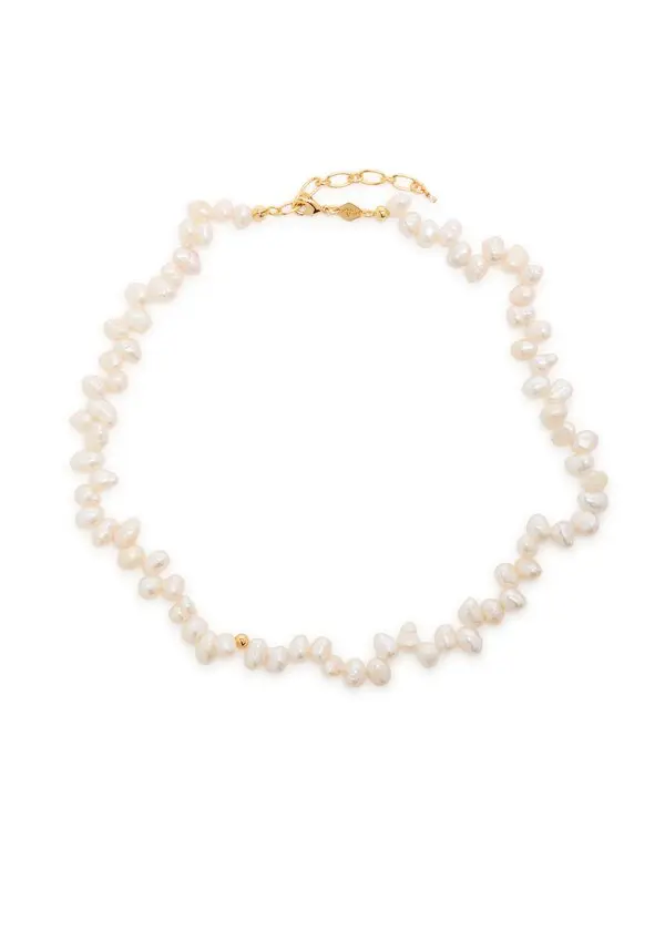 Anni Lu Y Drop 18kt Gold-plated Necklace - Pearl