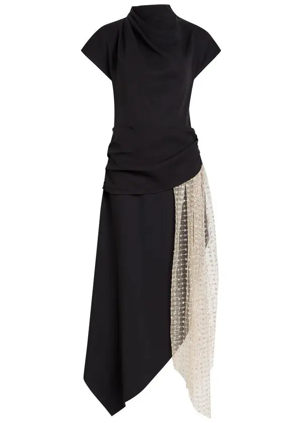 Staud Effie Asymmetric Crepe Dress
