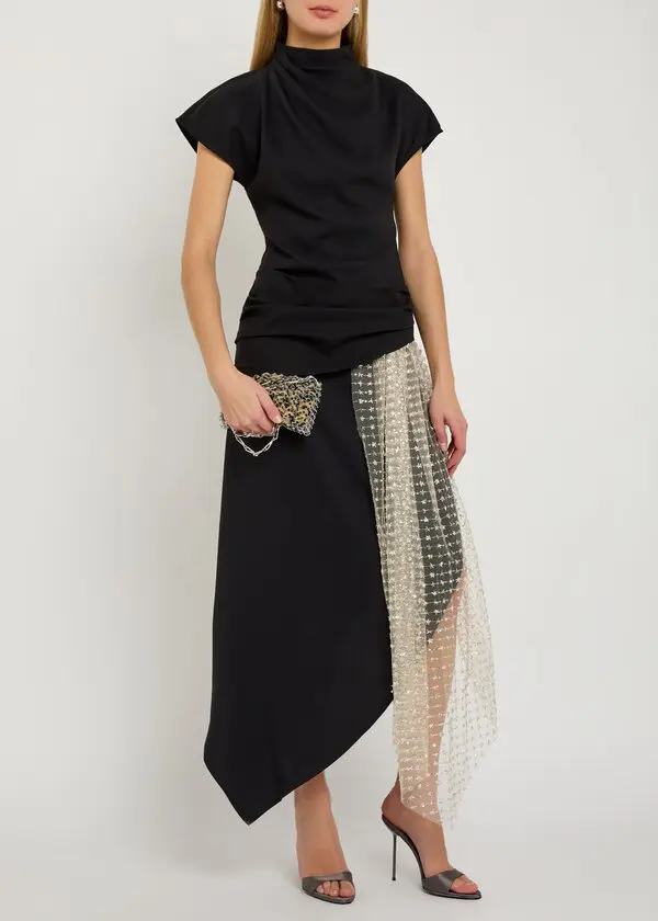 Staud Effie Asymmetric Crepe Dress