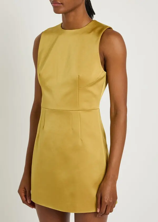 Staud Garden Satin Mini Dress In Yellow - 40% Off | Editorialist