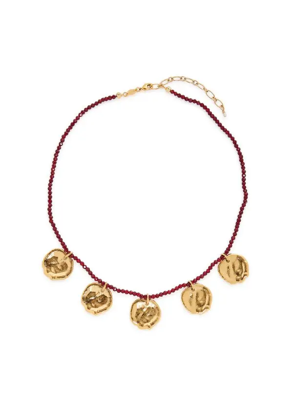 Anni Lu 18kt Gold-plated Beaded Necklace - Burgundy
