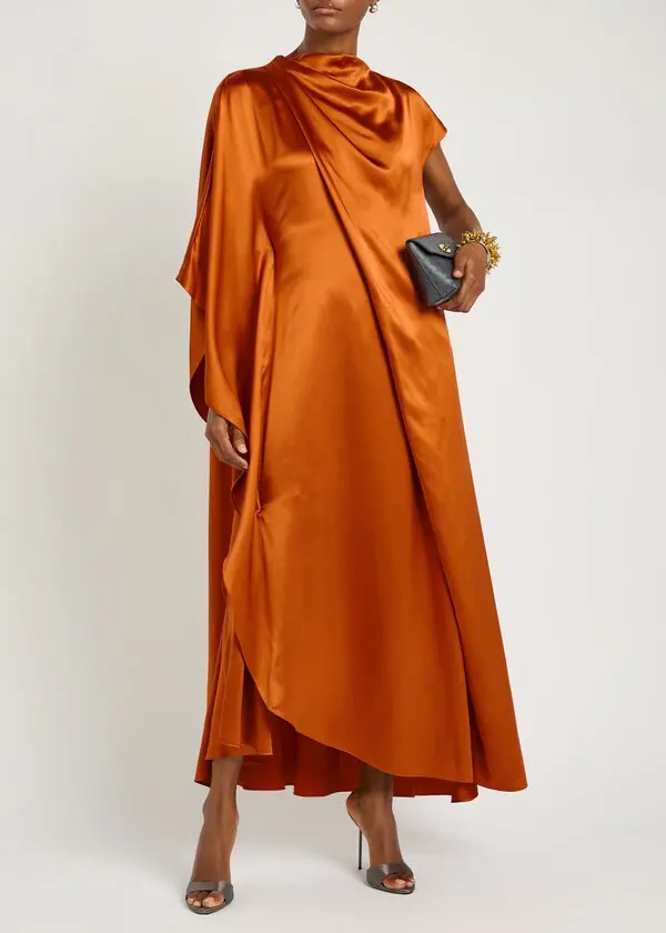 roksanda orange dress Roksanda Hiba Asymmetric Draped Maxi Dress