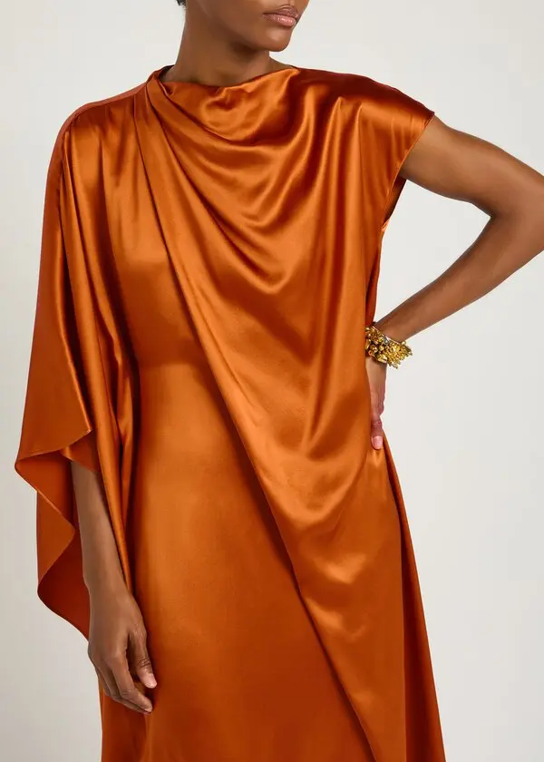 roksanda orange dress Roksanda Hiba Asymmetric Draped Maxi Dress
