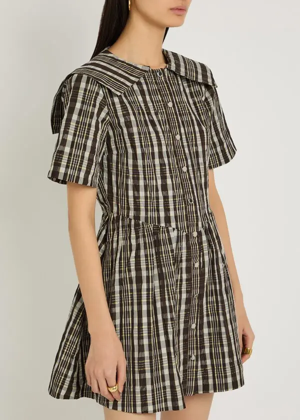 DAMSON MADDER Checked Taffeta Mini Dress - Multicoloured