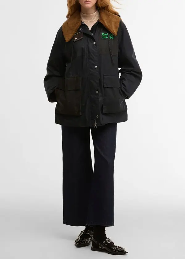 BARBOUR X GANNI Hooded Waxed Cotton Jacket