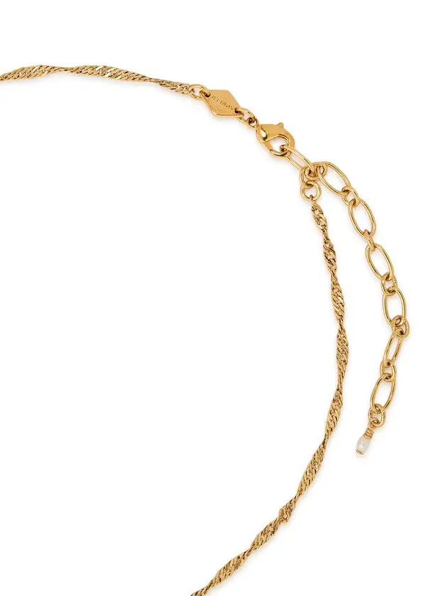 Anni Lu Gold-plated Necklace With Jasper Stone And Pearl Charm - Red