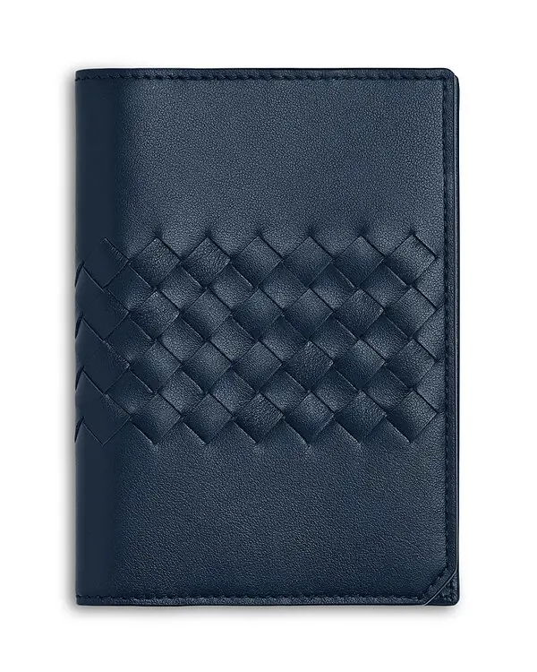 Bottega Veneta Intrecciato Piccolo Passport Case - Blue/black