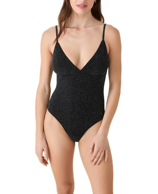 ANDIE Lanikai Plunge One Piece - Black Silver