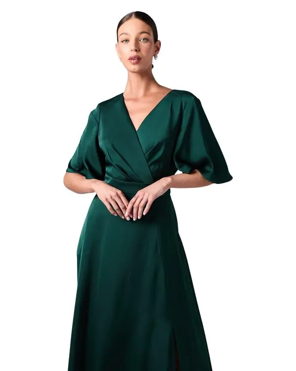 Coast Wrap Satin Maxi Bridesmaids Dress