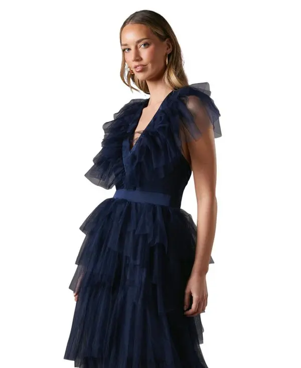 Coast Mesh V-neck Halter Maxi Dress