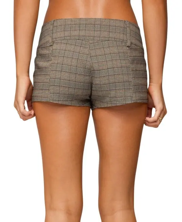 EDIKTED Ayvey Plaid Tailored Micro Shorts