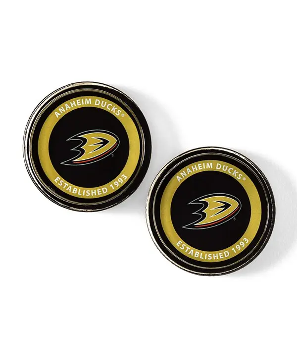 UNCOMMON GOODS Nhl Puck Shaped Glass Coaster, Set Of 2 - Anaheim Ducks