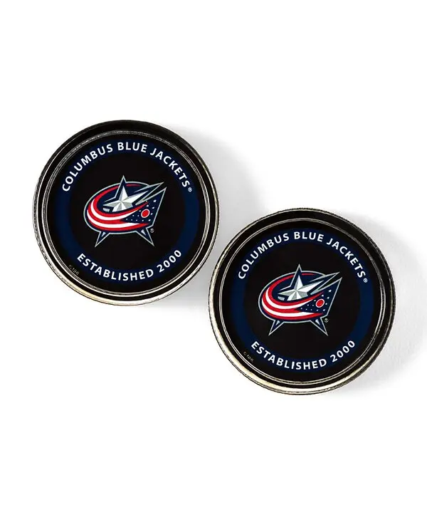 UNCOMMON GOODS Nhl Puck Shaped Glass Coaster, Set Of 2 - Columbus Blue Jackets