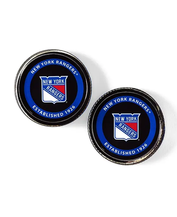 UNCOMMON GOODS Nhl Puck Shaped Glass Coaster, Set Of 2 - New York Rangers