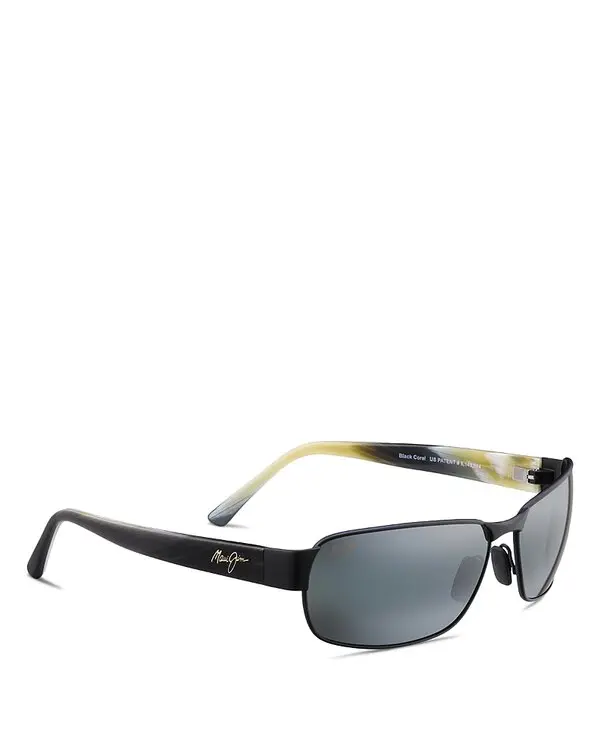 Maui Jim Black Coral Rectangular Sunglasses - Black/gray Mirrored Gradient
