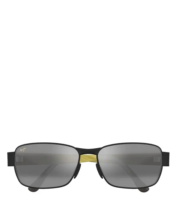 Maui Jim Black Coral Rectangular Sunglasses - Black/gray Mirrored Gradient