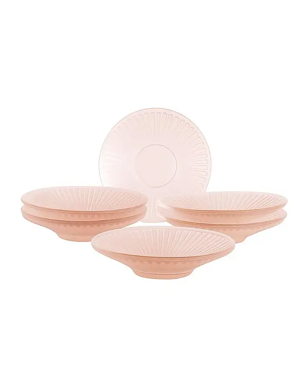 THE COLLECTIVE HOME Pressed Pink Glass Small Plates Set Of 6 - Clear
