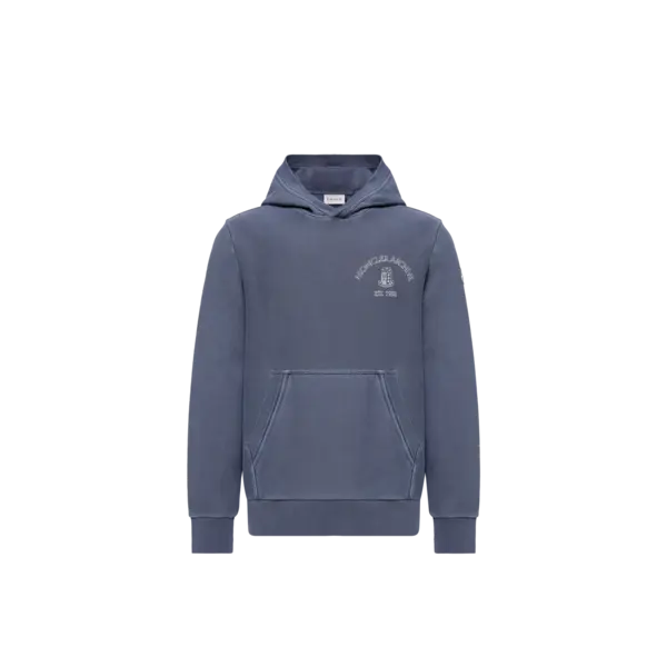 Moncler Rowing Logo Cotton Hoodie - Blue